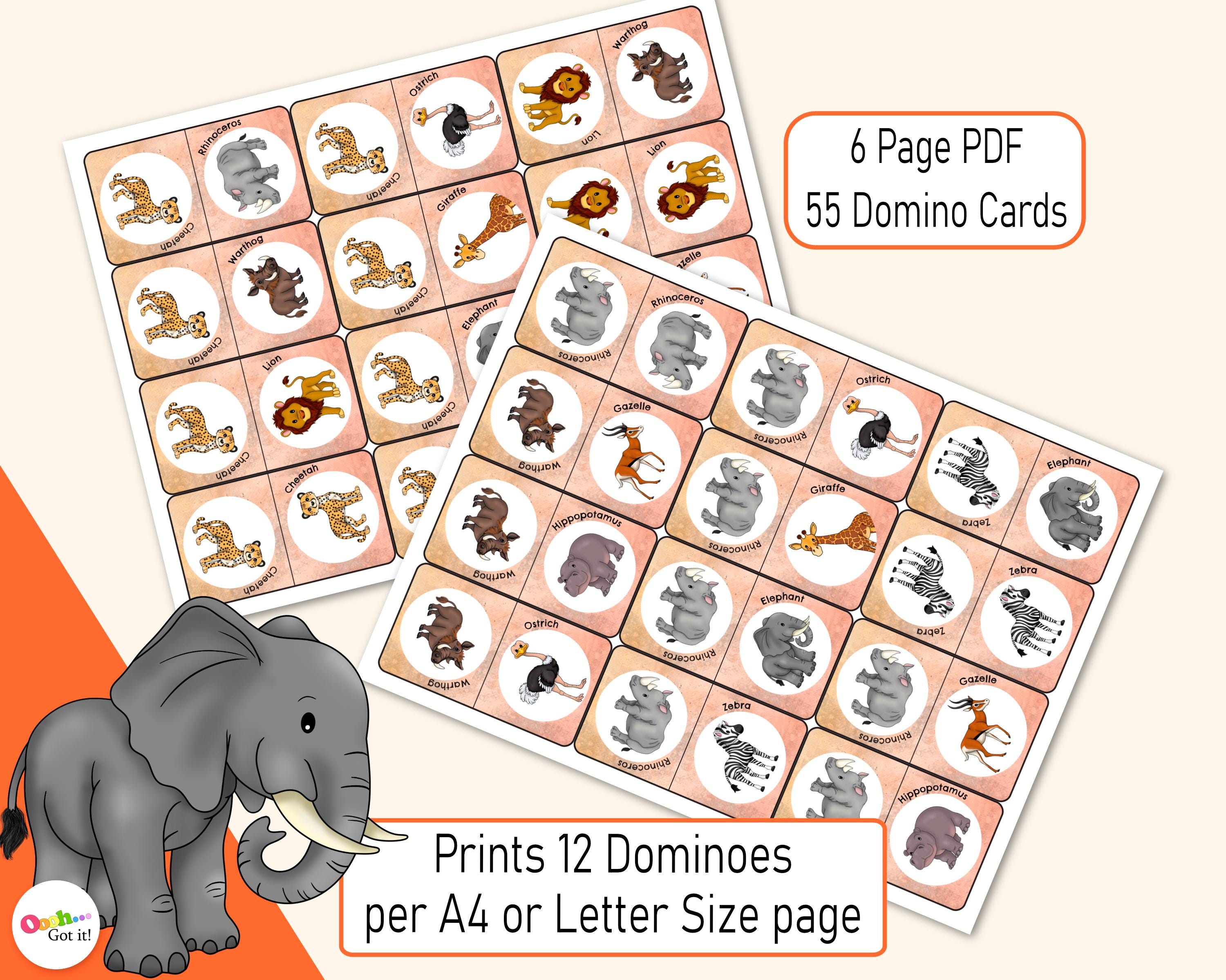 Safari Animal Dominoes – A Printable African Wildlife Matching Game for ...