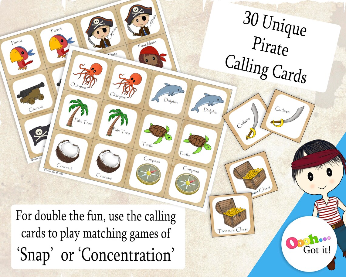 Pirate Bingo Game a Printable Kids Activity for a Pirate - Etsy