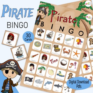 Pirate Bingo Game, a Printable Kids Activity, for a Pirate Birthday ...