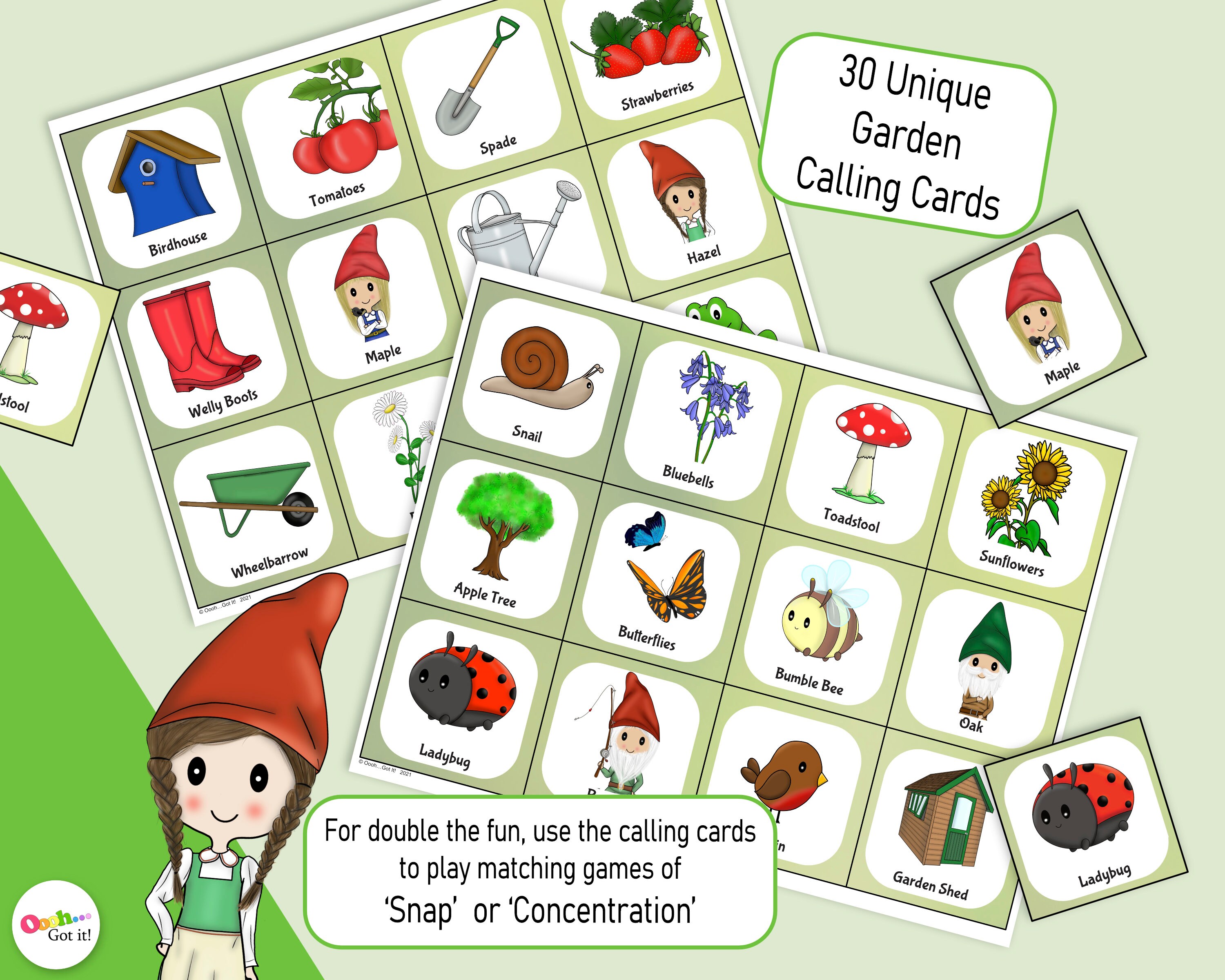 Garden Gnome Bingo Cards a Printable Garden Party Game Kids - Etsy