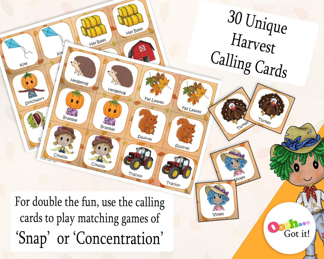 Fall Scarecrow Bingo Game a Printable Kids Activity a Family - Etsy