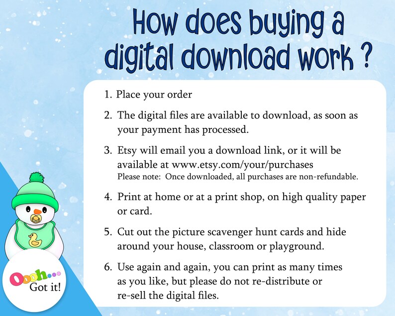 Snowmen Picture Scavenger Hunt a Printable Hide & Seek Winter - Etsy