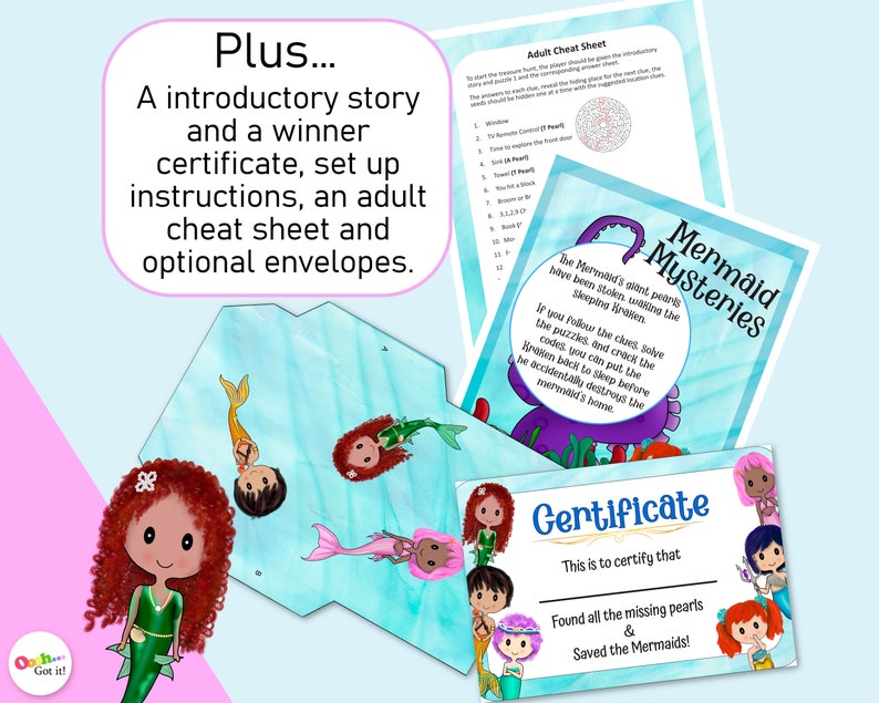Mermaid Treasure Hunt. A Indoor Printable Kids Scavenger Hunt, Escape ...