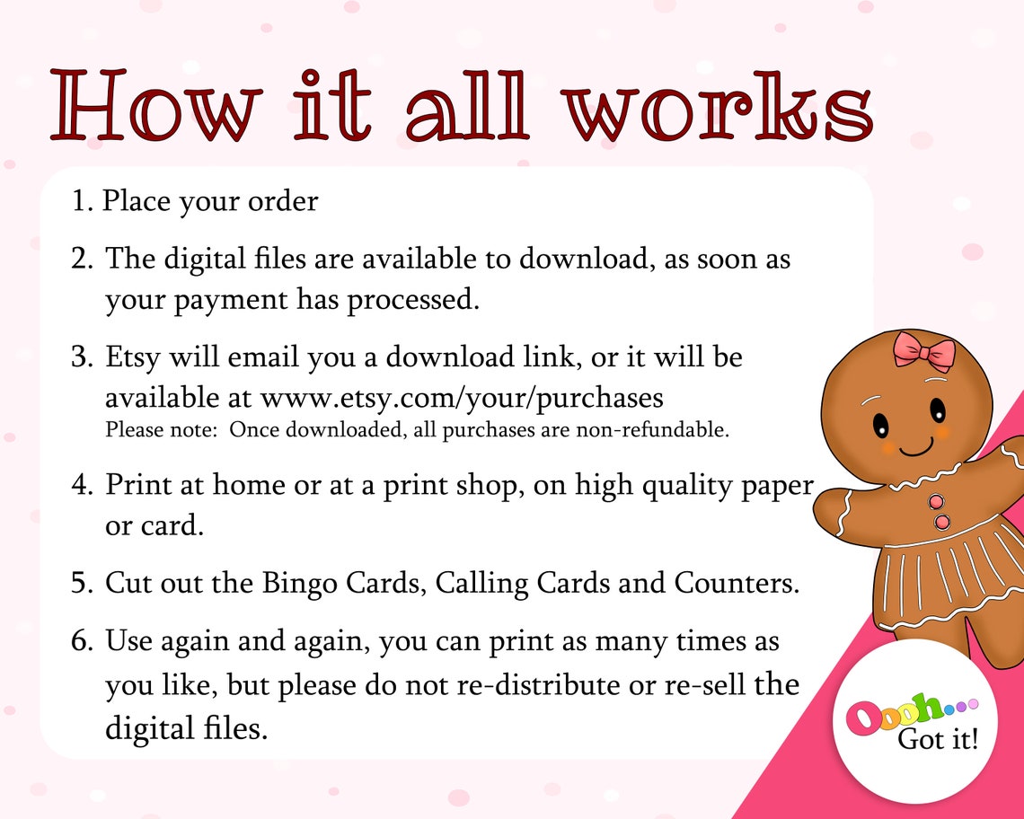 Gingerbread Bakery Bingo a Printable Christmas Baking Party - Etsy