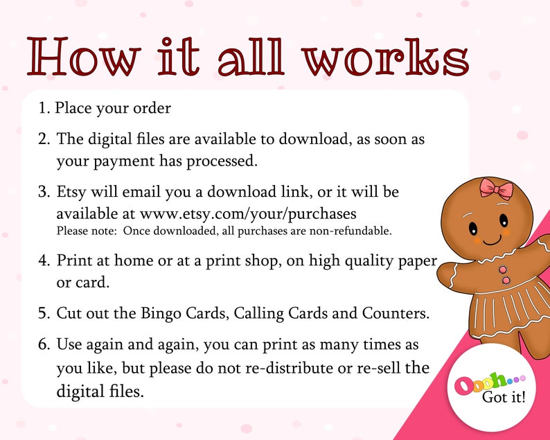 Gingerbread Bakery Bingo a Printable Christmas Baking Party - Etsy