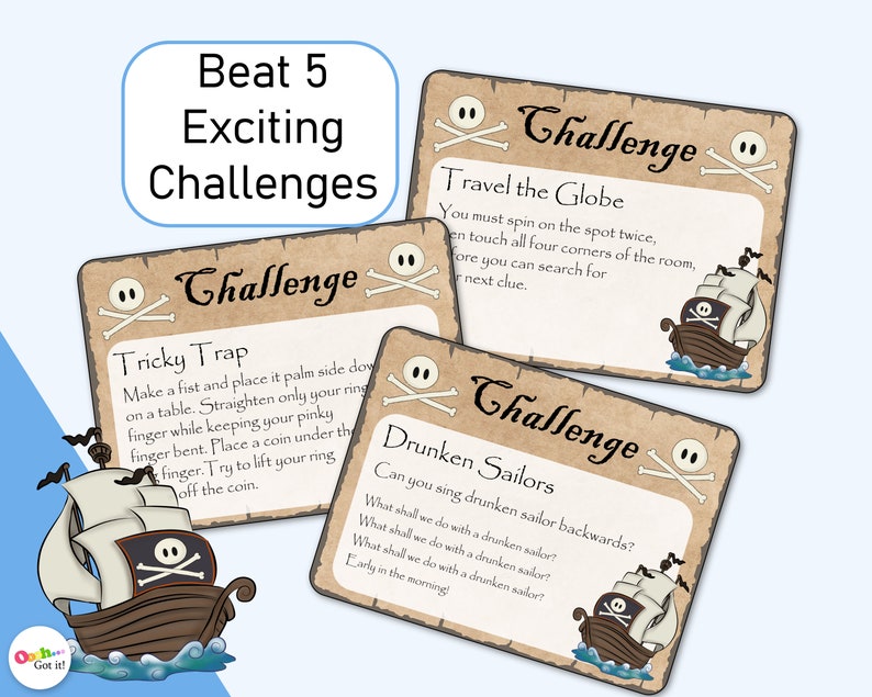 Pirate Treasure Hunt, a Printable, Indoor, Scavenger Hunt With Puzzles ...