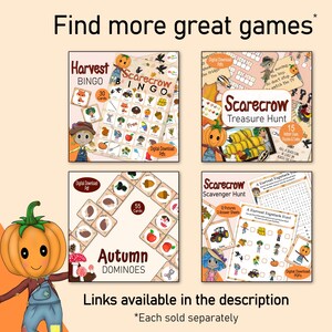 Scarecrow Memory Card Game, a Printable Fall Harvest Picture Matching ...
