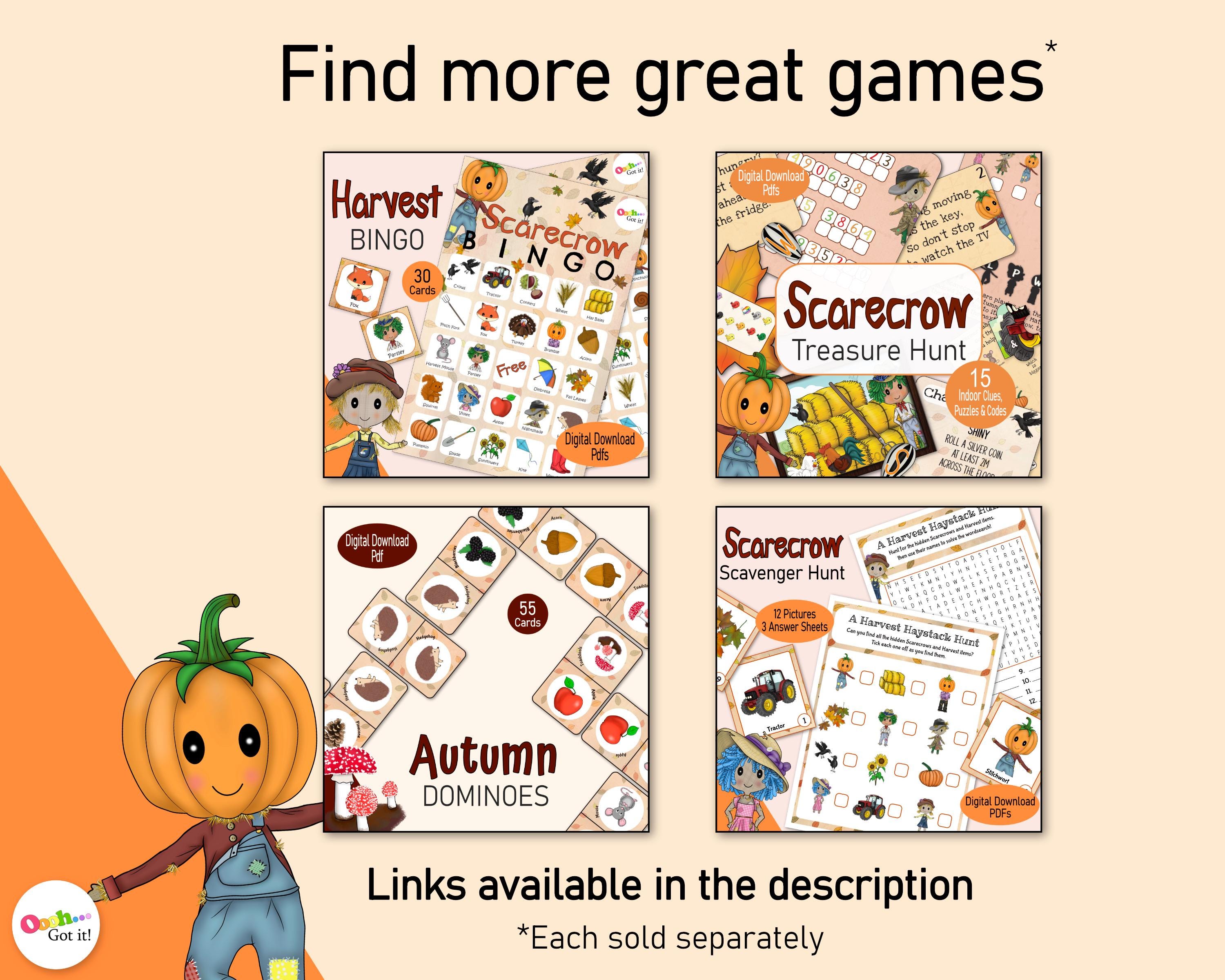 Scarecrow Memory Card Game, a Printable Fall Harvest Picture Matching ...