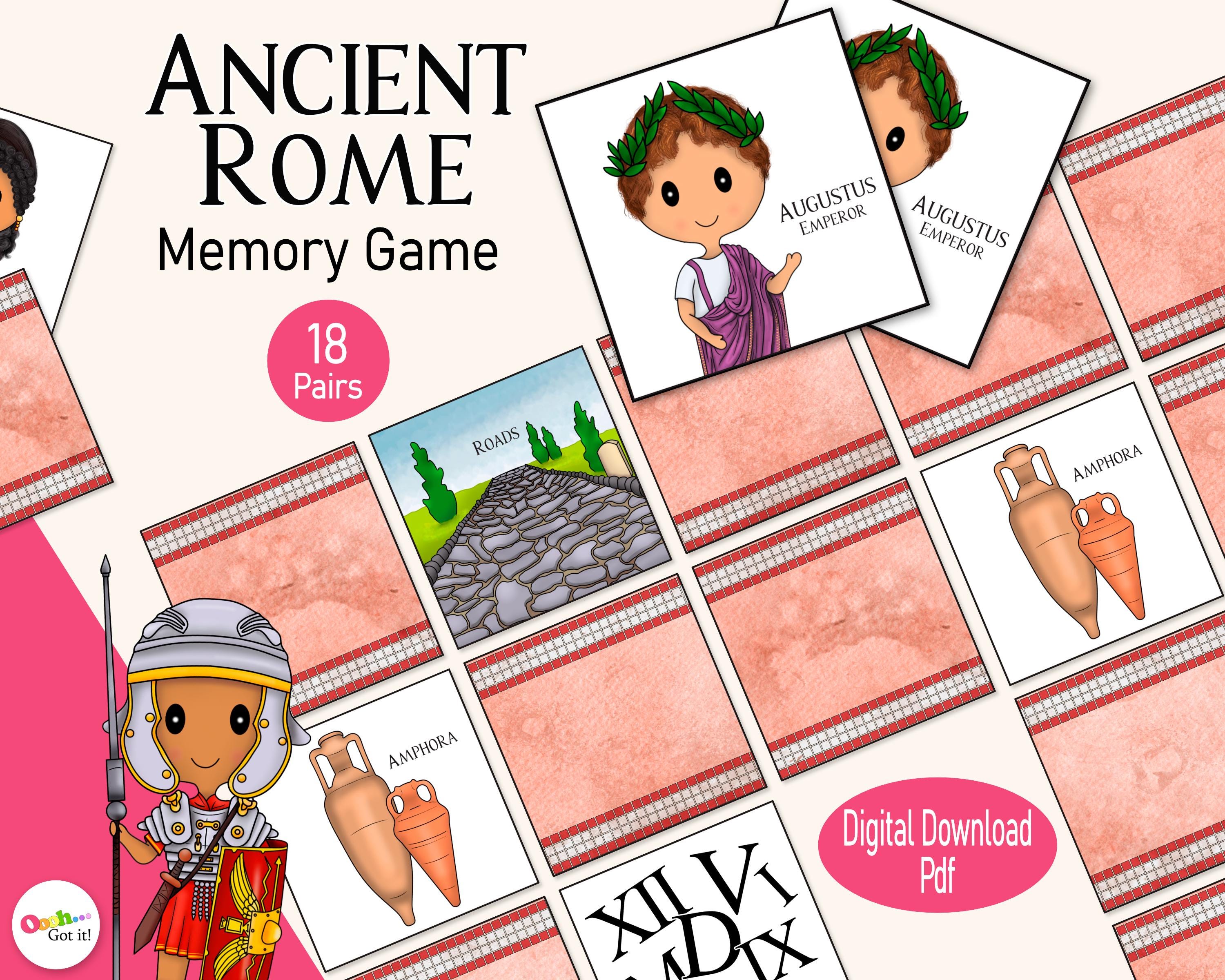 Ancient Rome Memory Game, a Printable Roman History Card Game, for a ...