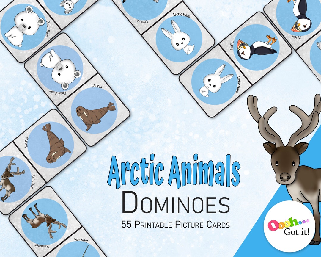 Arctic Animal Dominoes a Printable Kids Picture Game a - Etsy