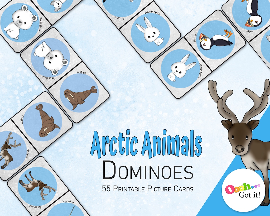 Arctic Animal Dominoes a Printable Kids Picture Game a | Etsy