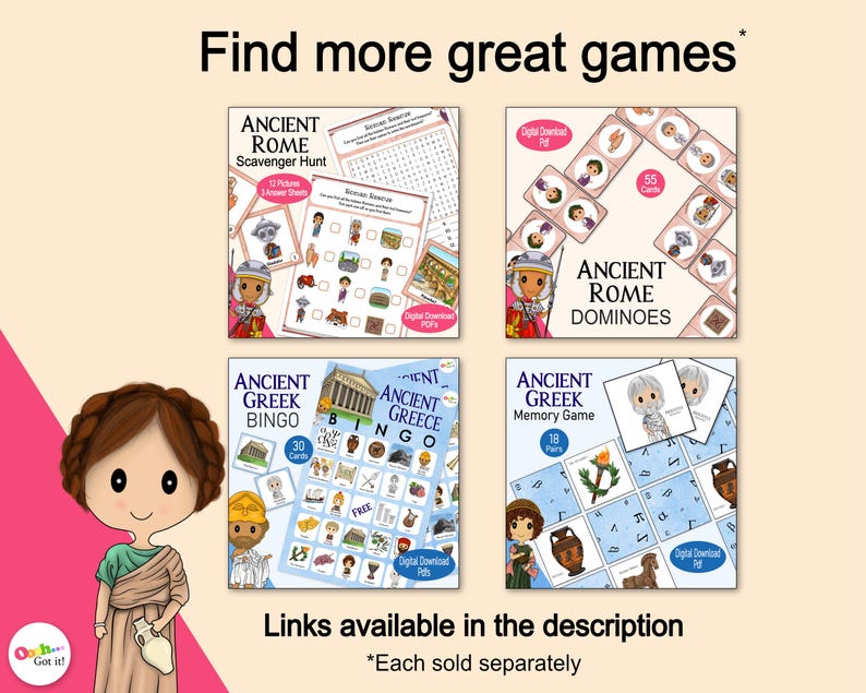 Ancient Rome Bingo, a Printable Roman Party Game, for a Roman Empire ...