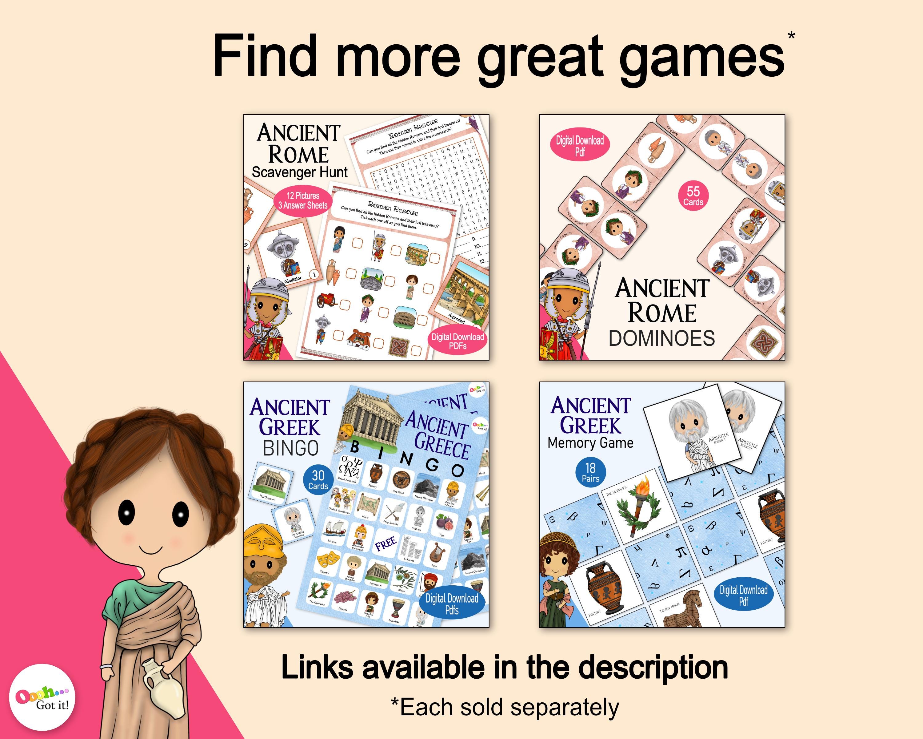 Ancient Rome Bingo, a Printable Roman Party Game, for a Roman Empire ...