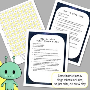 Space Bingo Cards, a Printable Alien Party Game, or Kids Solar System ...