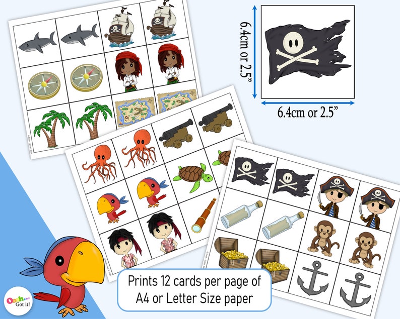 Pirate Memory Card Game, a Printable Picture Matching Game for Toddlers ...
