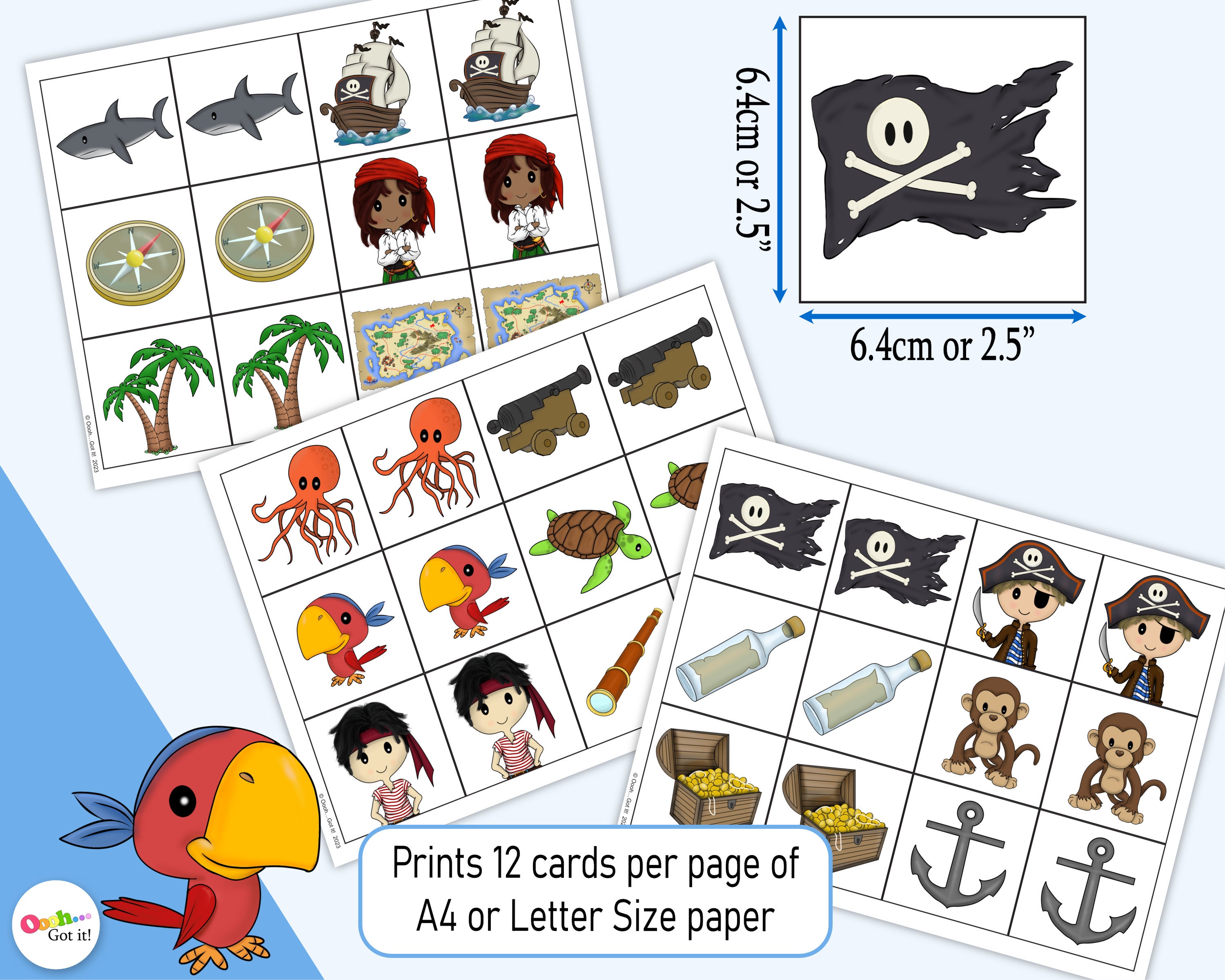 Pirate Memory Card Game, a Printable Picture Matching Game for Toddlers ...