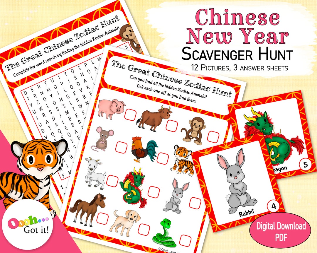 Chinese Zodiac Scavenger Hunt a Printable Animal Picture - Etsy