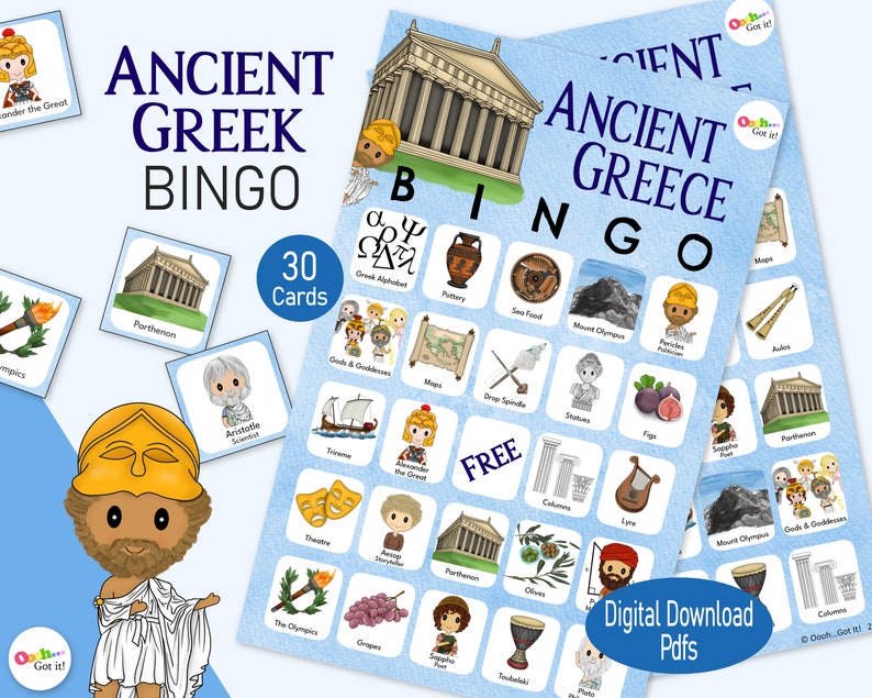 Ancient Greece Bingo a Printable Greek Party Game Fun Family - Etsy UK