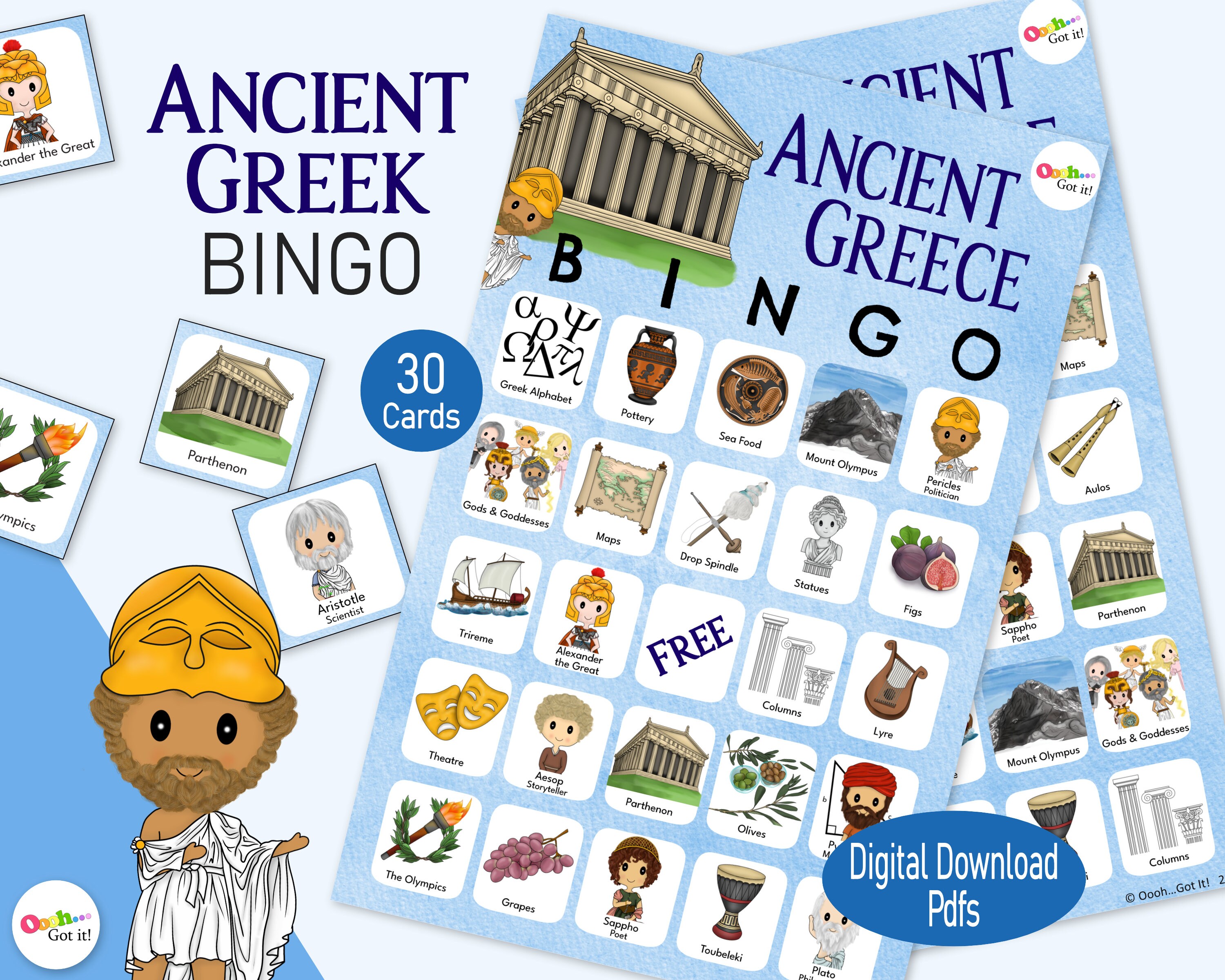 Ancient Greece Bingo a Printable Greek Party Game Fun Family - Etsy UK
