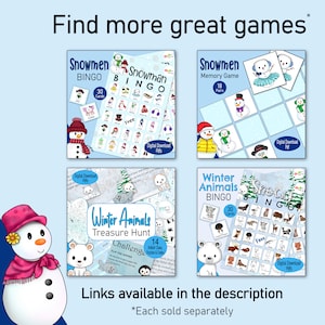 Snowmen Picture Scavenger Hunt, a Printable Hide & Seek Winter Game for ...