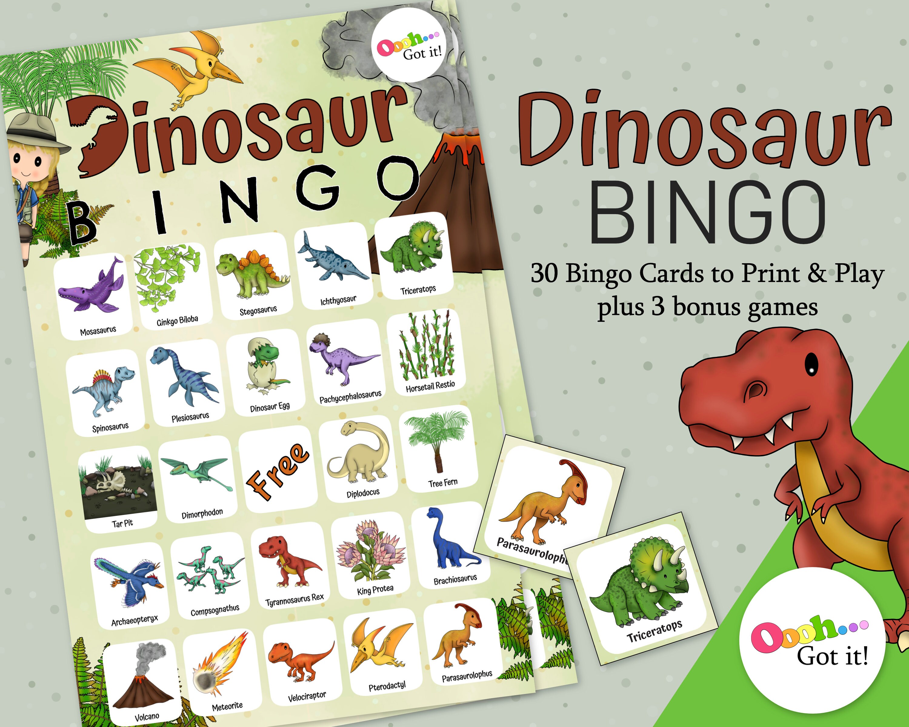 Dinosaur Bingo Printable Jurassic 2nd Birthday Party Game a | Etsy UK