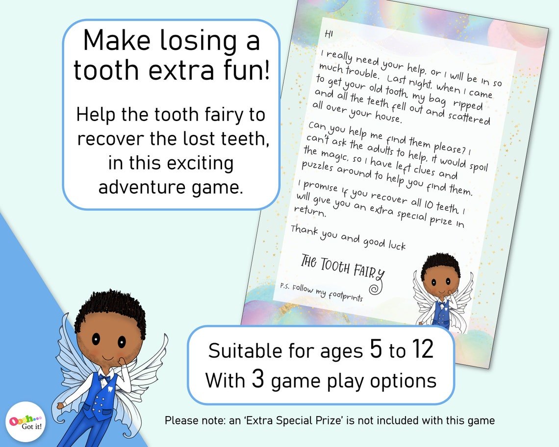 Tooth Fairy Treasure Hunt for Kids, Printable Scavenger Hunt Clues ...