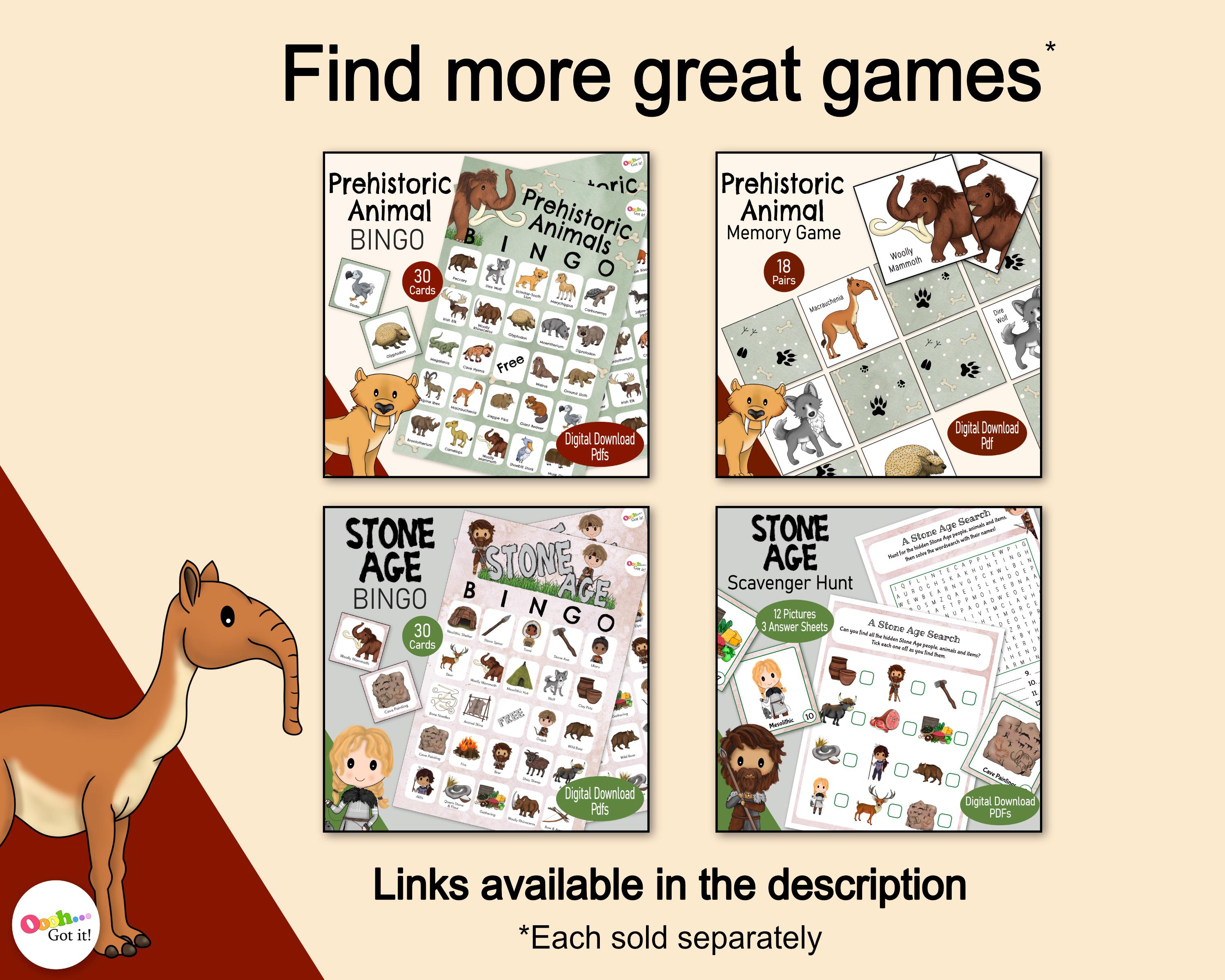 Prehistoric Animals Scavenger Hunt - a Printable Ice Age Family Game, a ...