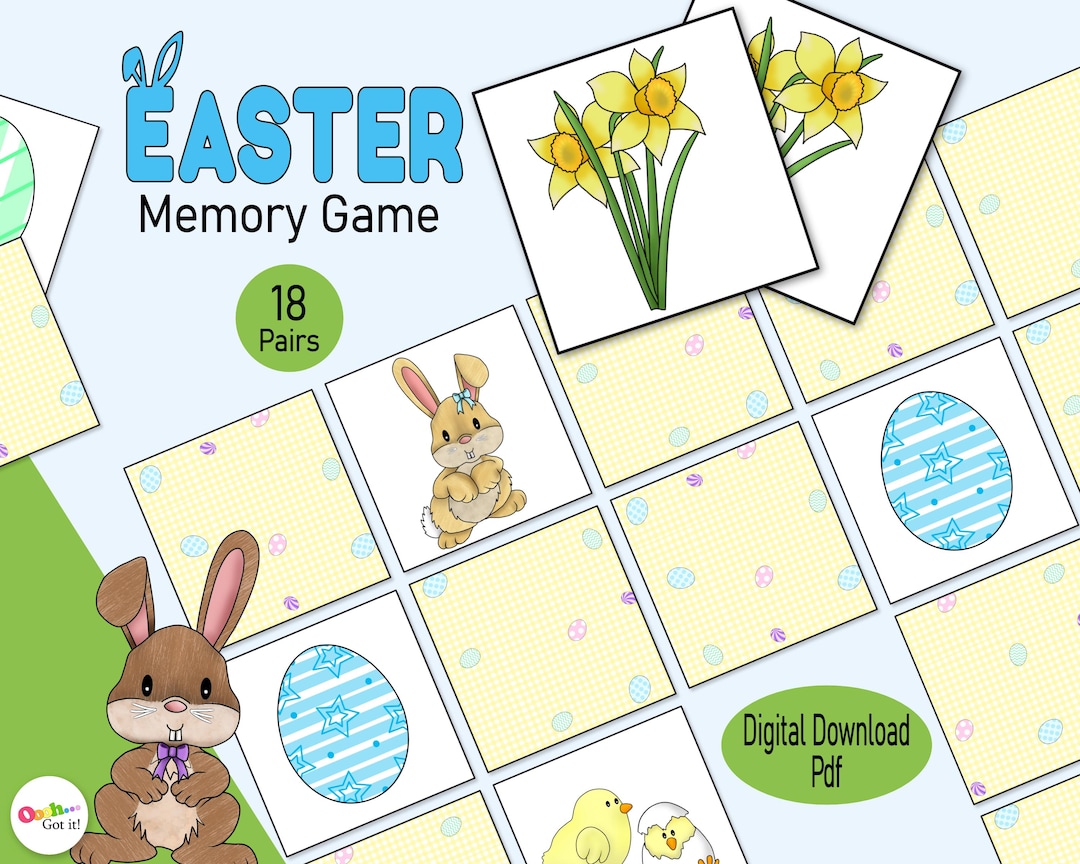 Easter Memory Card Game, a Printable Quiet Time Picture Matching Game ...