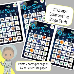 Space Bingo Cards a Printable Alien Party Game or Kids Solar - Etsy UK