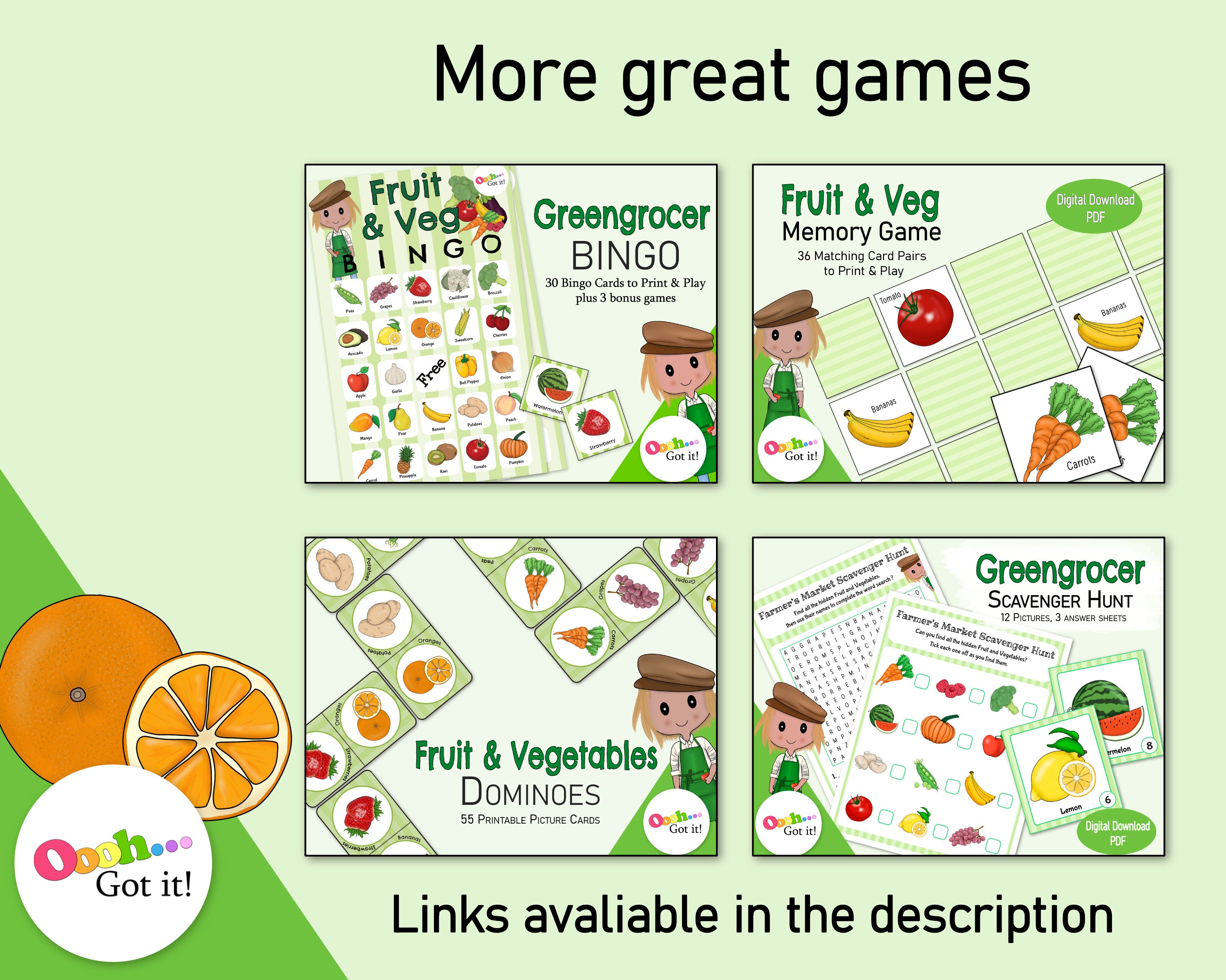 Fruit & Vegetable Memory Game a Greengrocer Farmers Market - Etsy UK
