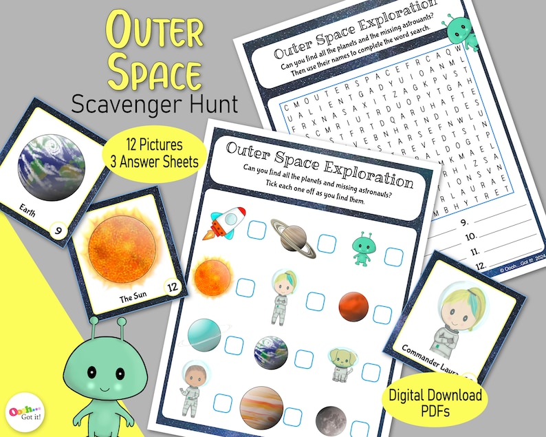 Space Scavenger Hunt, a Printable Alien Party Game, or Kids Solar ...