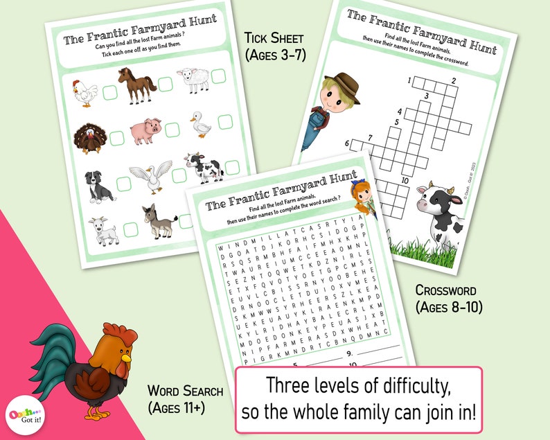Farm Animal Scavenger Hunt, a Printable Barnyard Picture Treasure Hunt ...