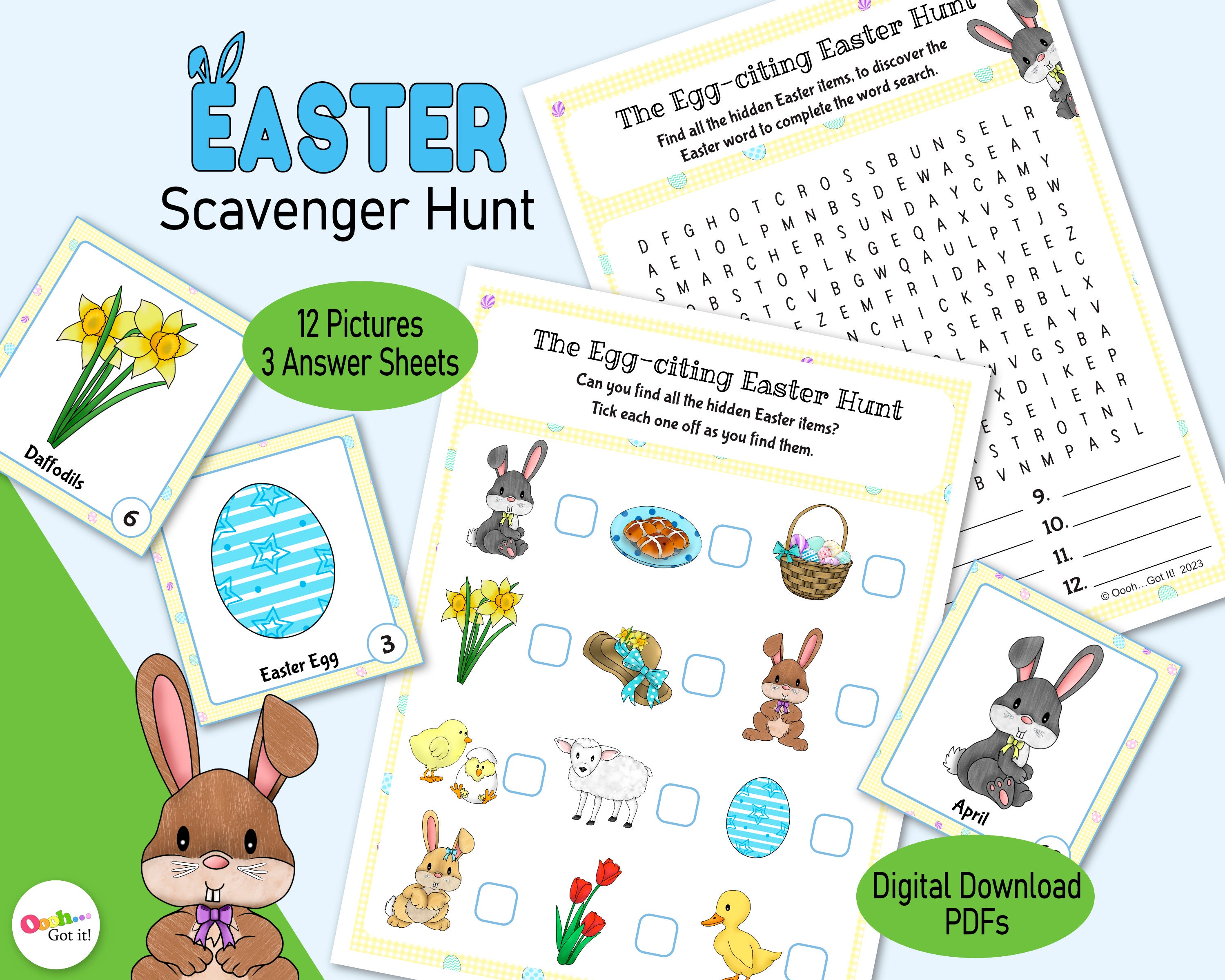 Easter Scavenger Hunt, a Printable Easter Egg Picture Matching Family ...