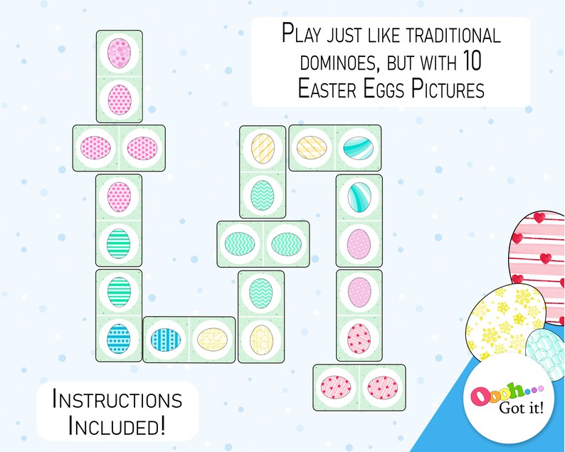 Easter Egg Matching Game Printable Picture Dominoes a Easy | Etsy