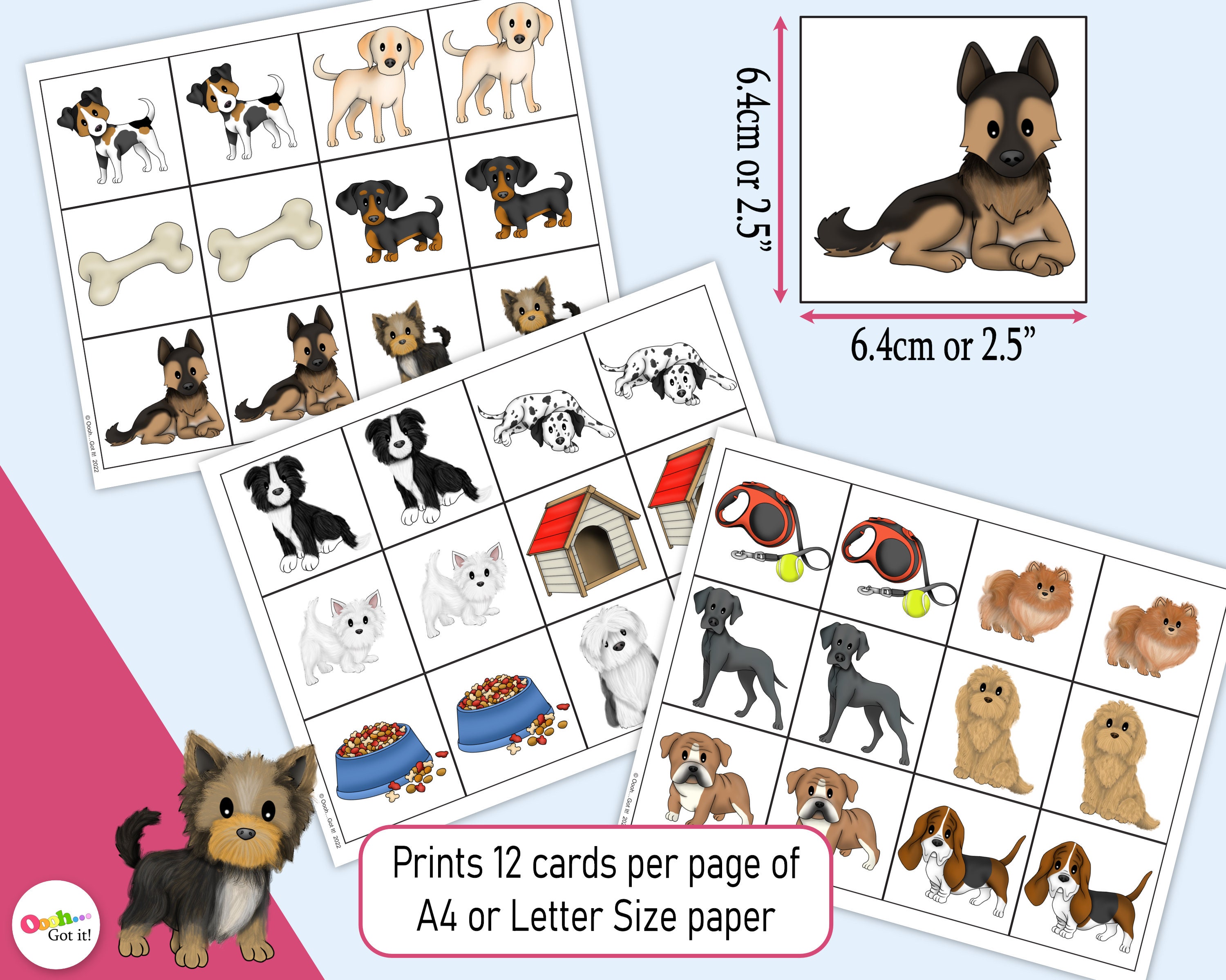 Dog Memory Cards, a Printable Puppy Picture Matching Game, a Toddler ...