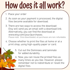 Fall Dominoes, a Printable Autumn Kids Activity, a Picture Matching ...