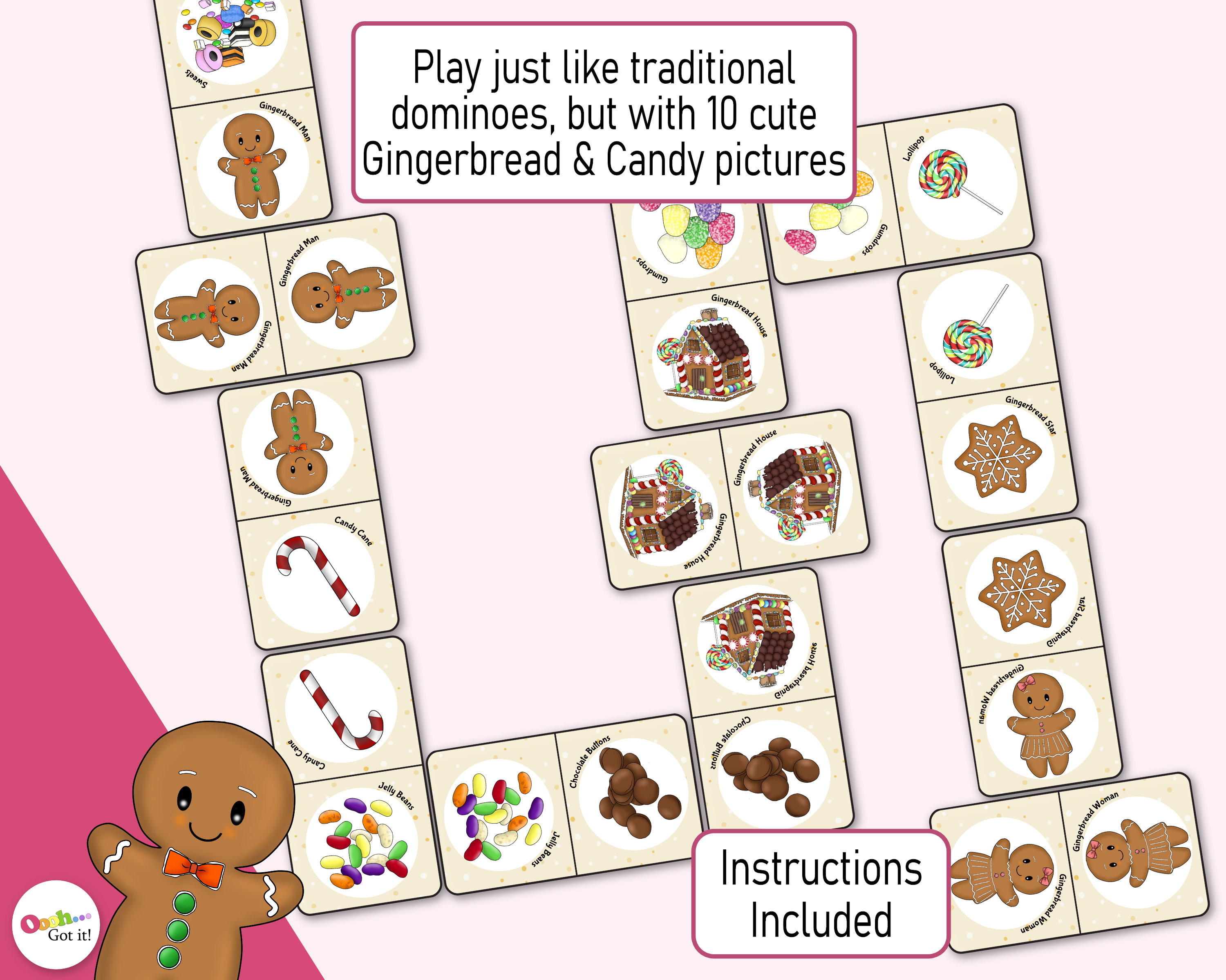 Gingerbread Dominoes, a Printable Christmas Baking Game, for Kids ...