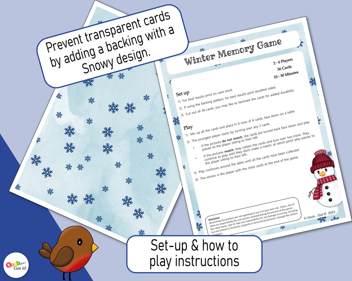 Winter Wonderland Memory Card Game: A Printable Picture Matching ...