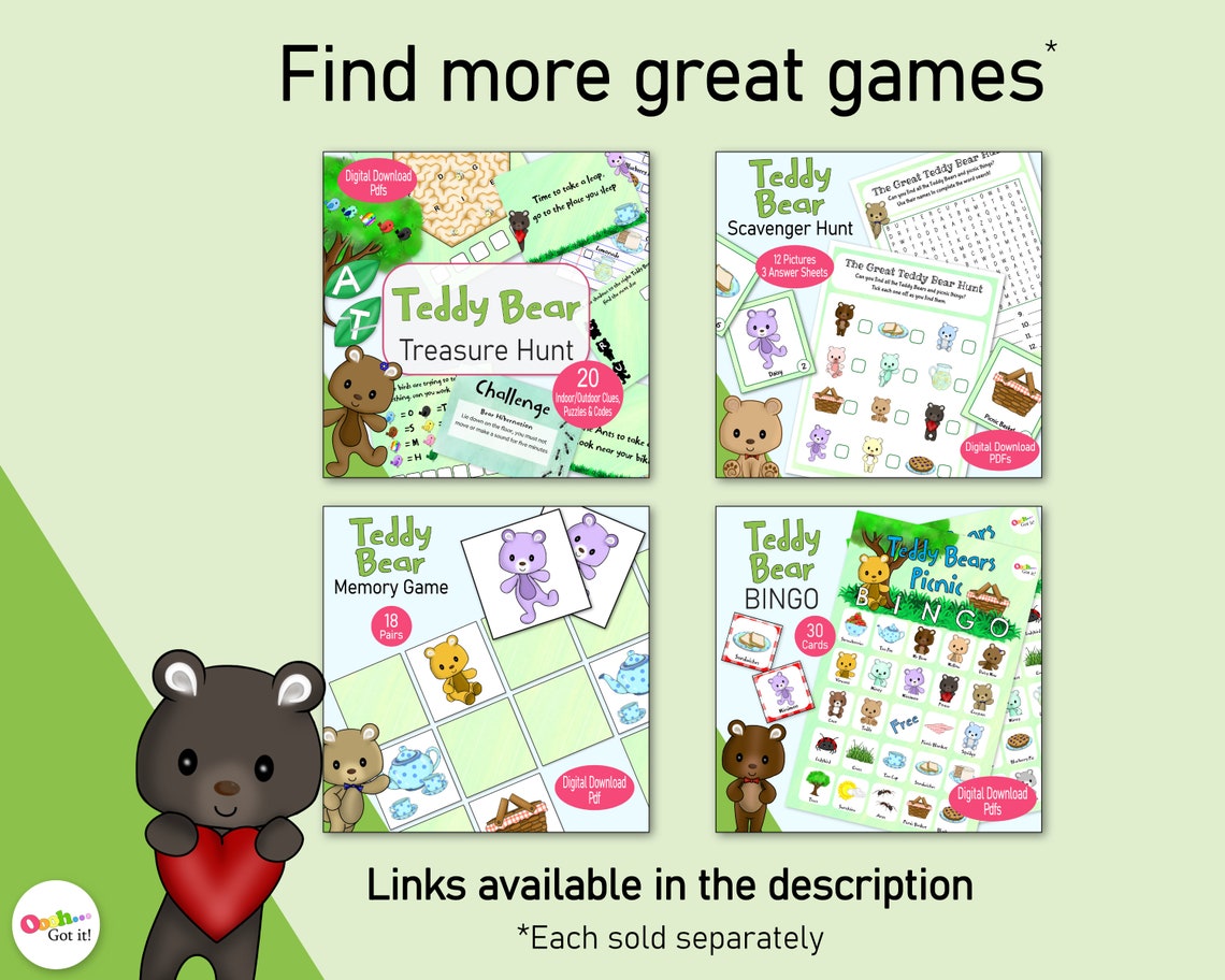Teddy Bears Picnic Bingo, a Printable Baby Shower, or 1st Birthday ...