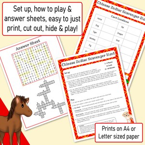 Chinese Zodiac Scavenger Hunt, a Printable Animal Picture Matching Game ...