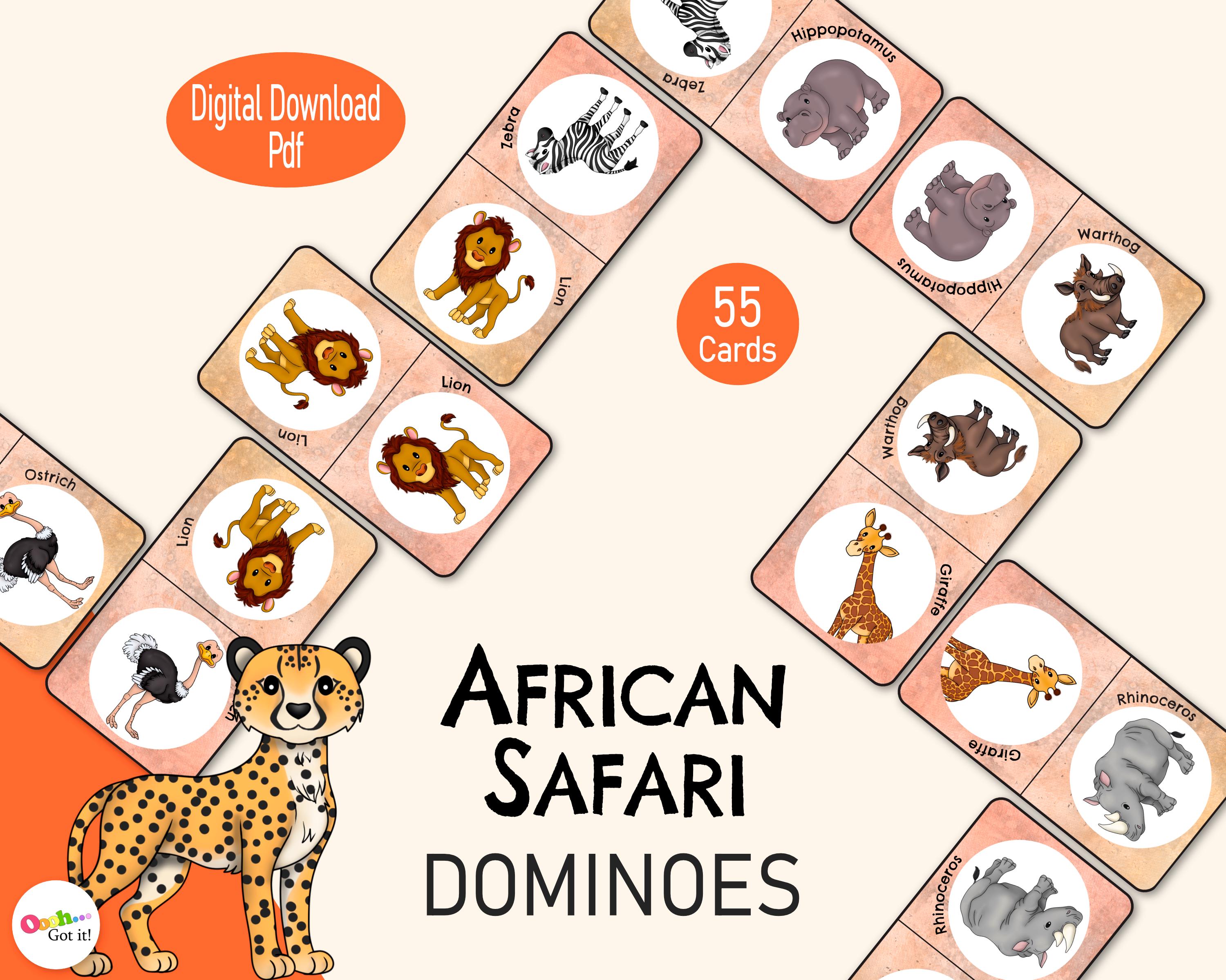 Safari Animal Dominoes – A Printable African Wildlife Matching Game for ...
