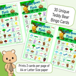 Teddy Bears Picnic Bingo, a Printable Baby Shower, or 1st Birthday ...