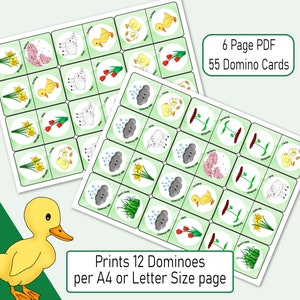 Spring Picture Dominoes, a Printable Kids Game, a Spring Flower ...