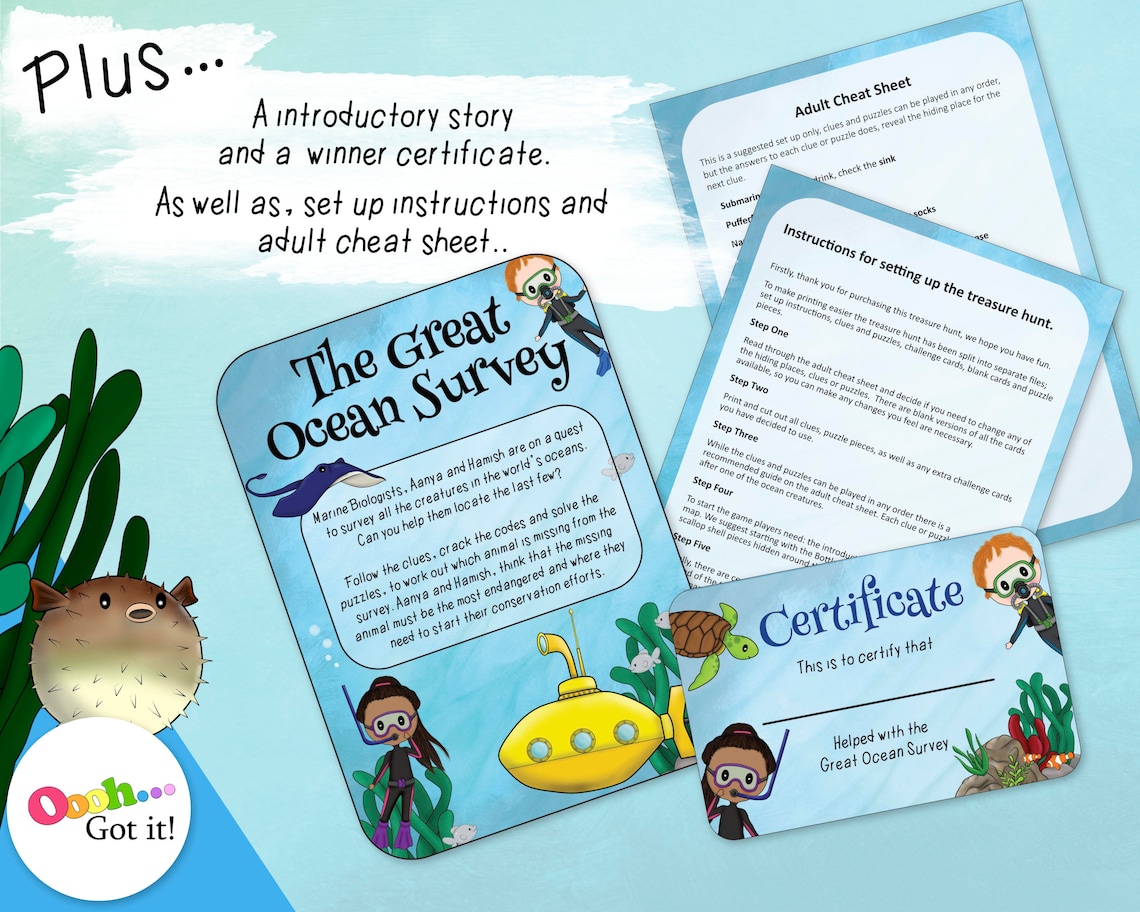 Under the Sea Treasure Hunt a Printable Indoor Scavenger - Etsy UK