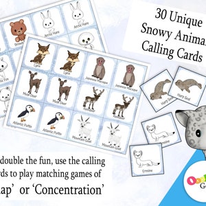 Winter Animals Bingo a Printable Snowy Day Frosty Kids | Etsy