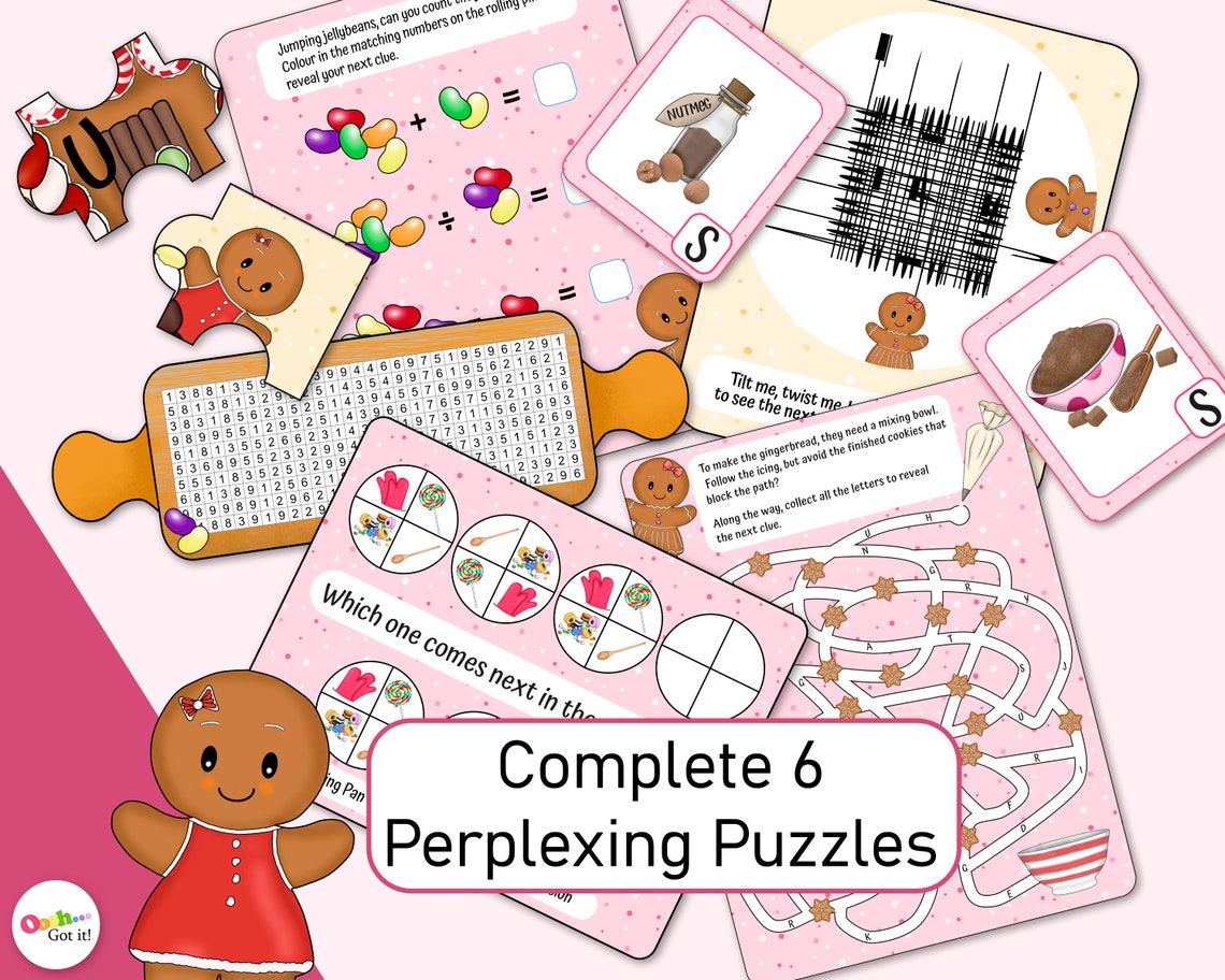 Gingerbread Man Treasure Hunt, a Cute Printable Kids Festive Baking ...