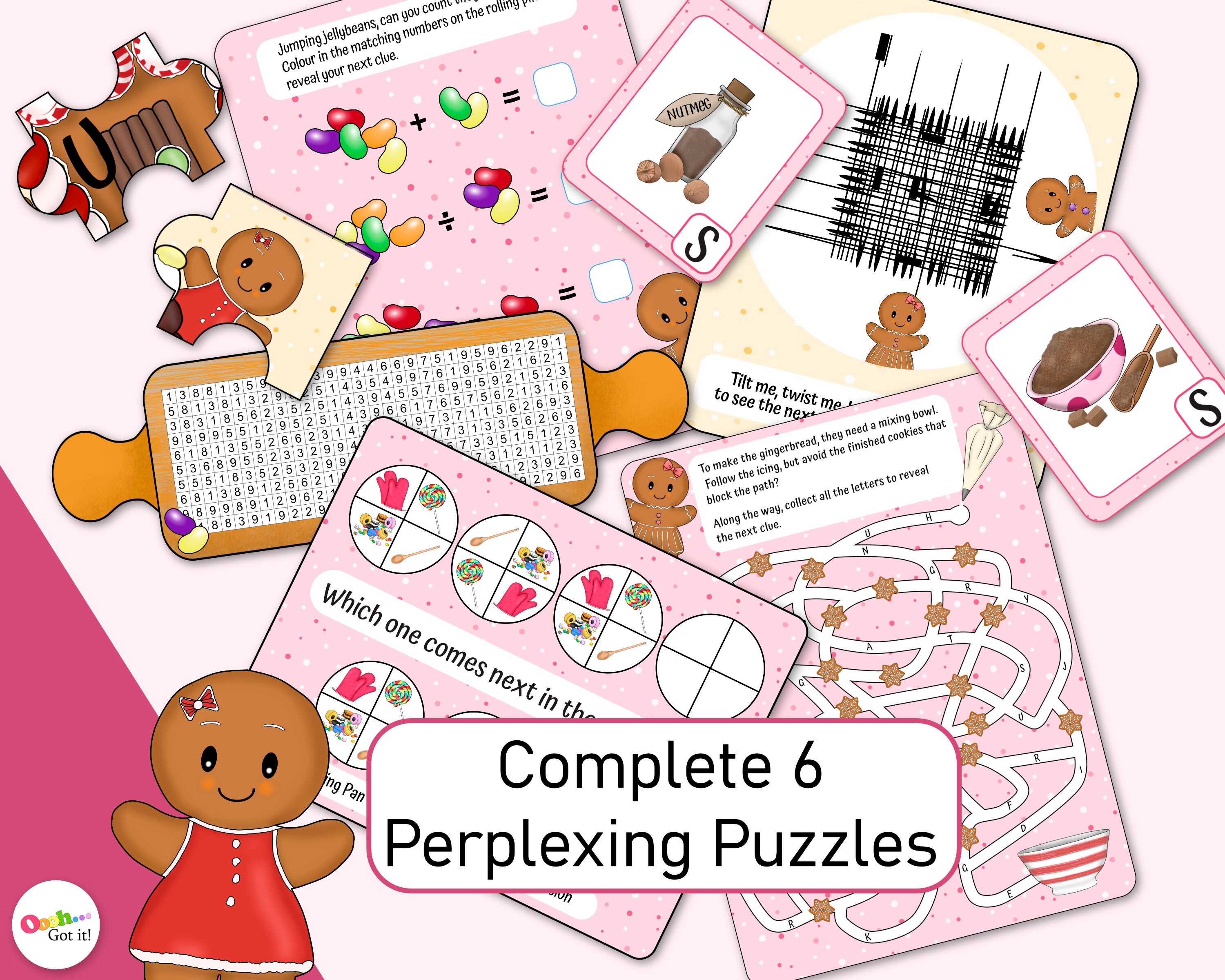 Gingerbread Man Treasure Hunt, a Cute Printable Kids Festive Baking ...