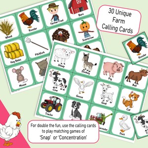 Farm Animals Bingo, a Printable Farmyard Kids Game, 30 Cards for a ...