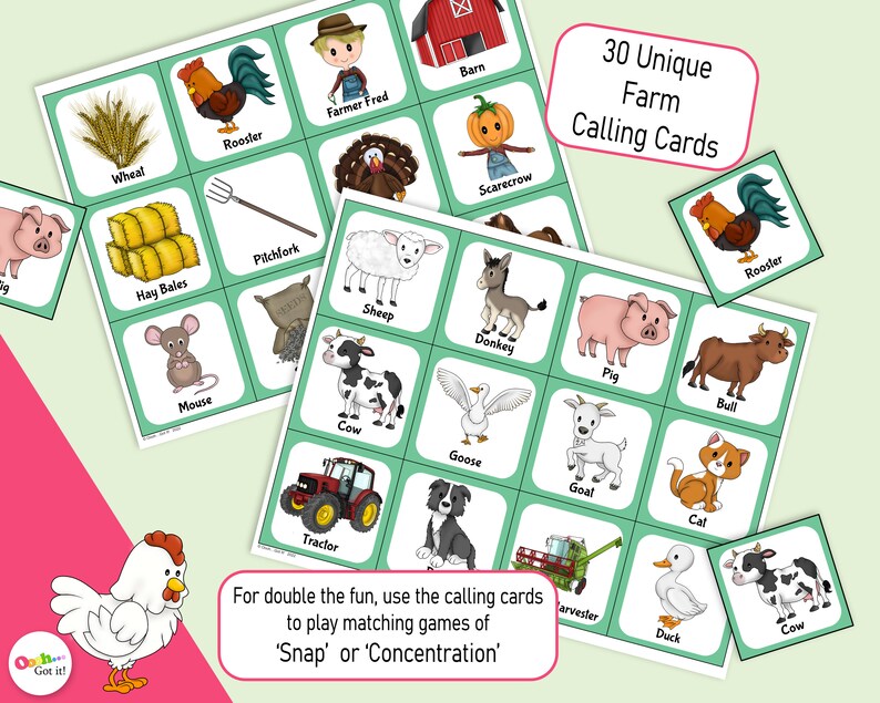 Farm Animals Bingo, a Printable Farmyard Kids Game, 30 Cards for a ... Farm Animals Bingo, a Printable Farmyard Kids Game, 30 Cards for a ...