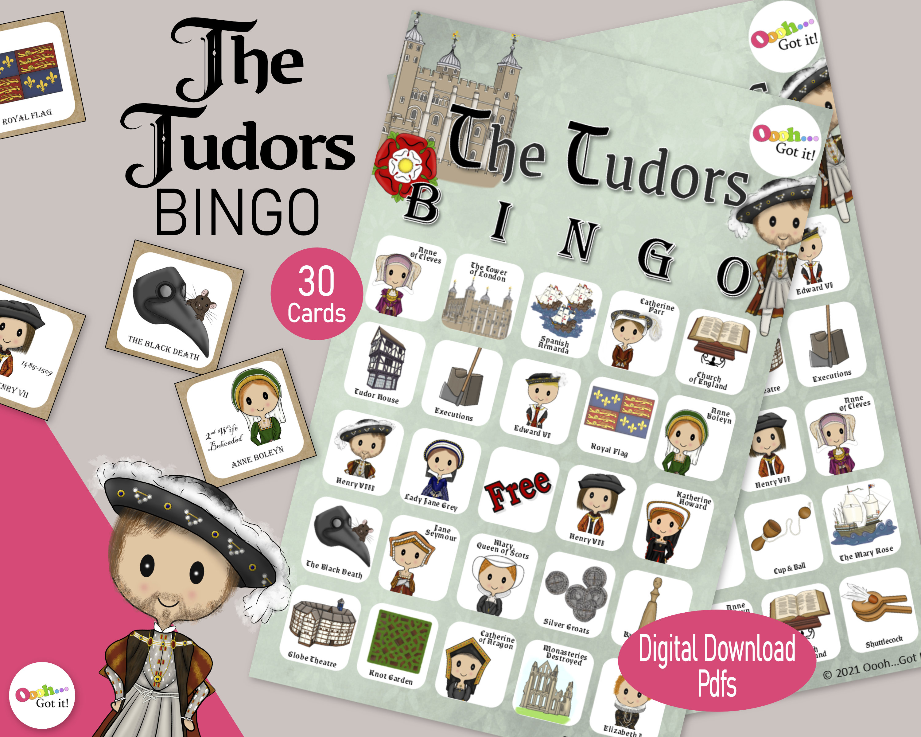 The Tudors Bingo a British History Game Featuring Henry VIII - Etsy UK